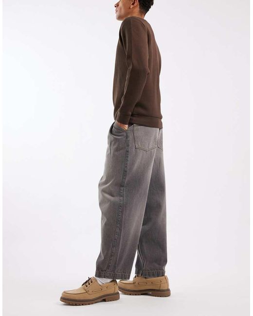 ASOS Oversized Tapered Fit Jeans in Grey for Men | Lyst UK