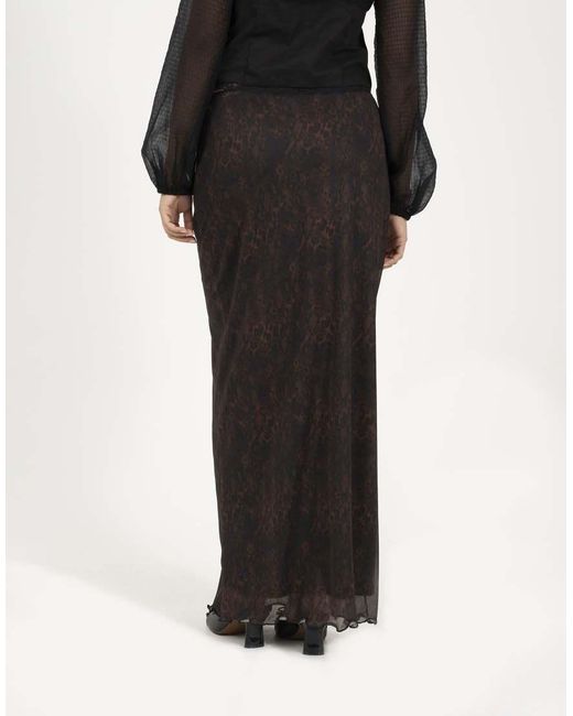 Brave Soul Animal Print Mesh Maxi Skirt in Black | Lyst UK
