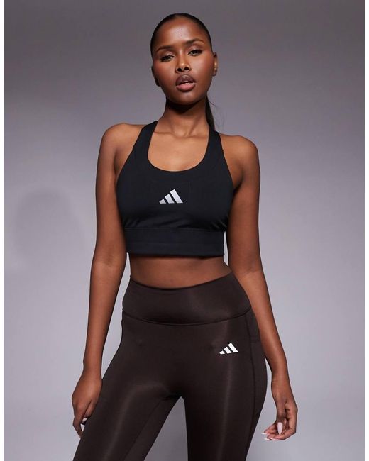 adidas Originals Adidas Running 365 Sports Bra With Pocket in Black ...