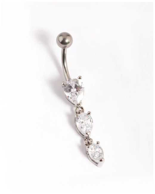 Lovisa Titanium Bottom Drop Belly Bar in White | Lyst UK