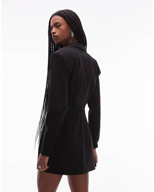 ASOS Cinched Blazer Mini Dress in Black | Lyst UK