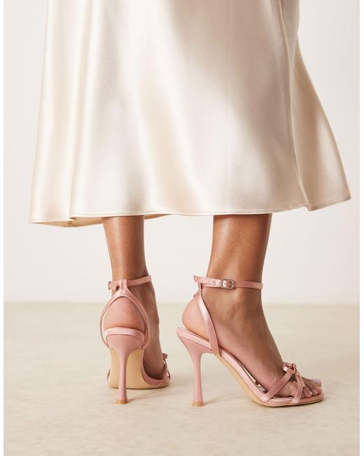 Be Mine Wide Fit Sharly Heeled Sandals With Bow Detail in Natural | Lyst