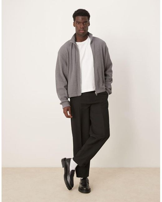 ASOS Oversized Boxy Zip Through Track Jacket With Brushed Rib And ...