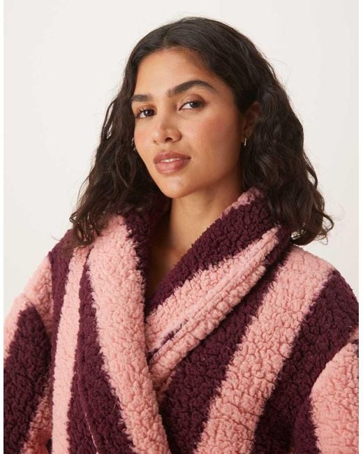Threadbare Long Striped Robe in Red | Lyst UK