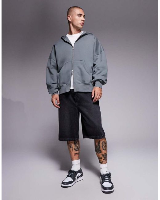ASOS Premium Heavyweight Extreme Oversized Zip Up Hoodie in Grey for ...
