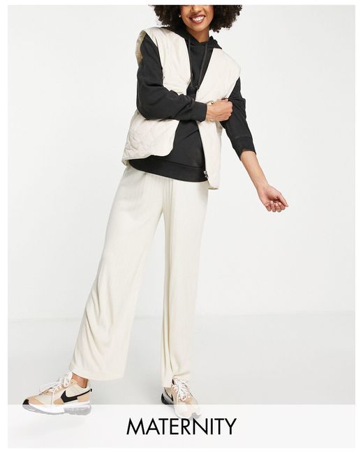 River Island Wide Leg Ribbed Pants in White | Lyst River Island Wide Leg Ribbed Pants in White | Lyst