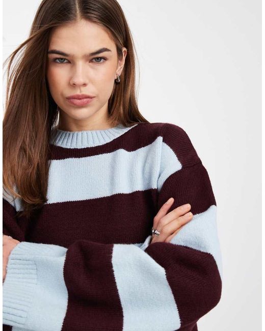 ASOS Boxy Fit Knit Sweater in Blue | Lyst UK