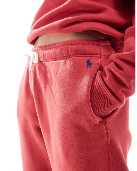 Polo Ralph Lauren Logo Trackies in Red | Lyst