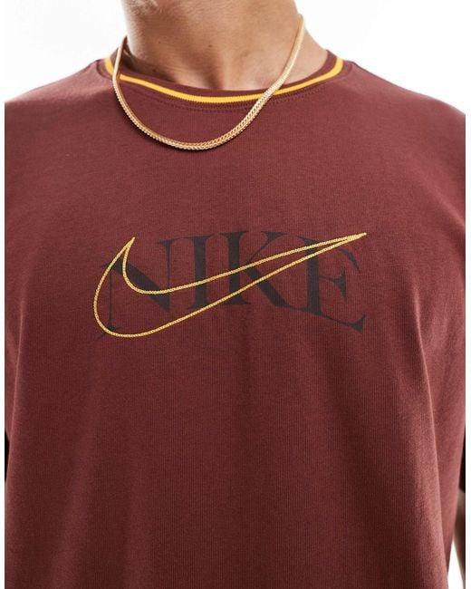 Nike Swoosh Overlay Logo T-shirt in Red for Men | Lyst