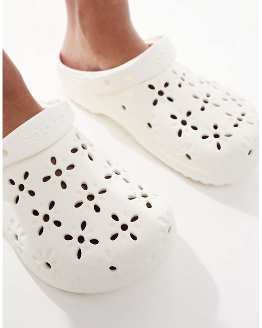 Crocs™ Classic Floral Cut Out Clogs in White | Lyst