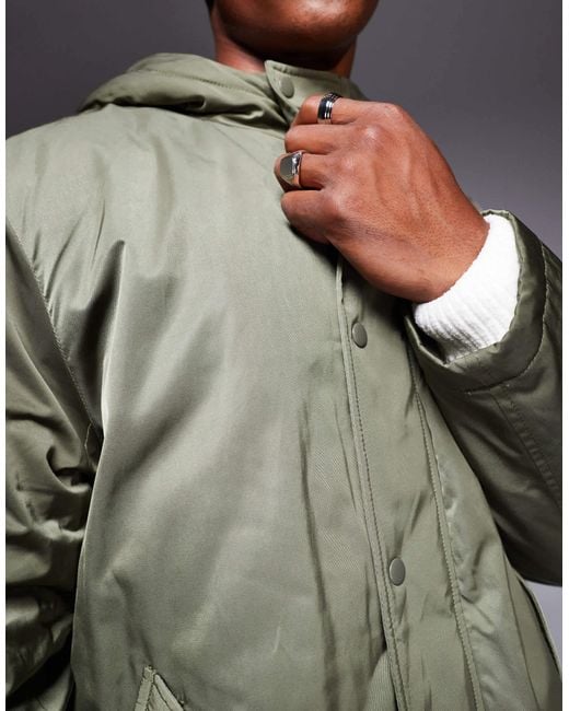 ASOS Wadded Borg Lined Parka in Green for Men | Lyst