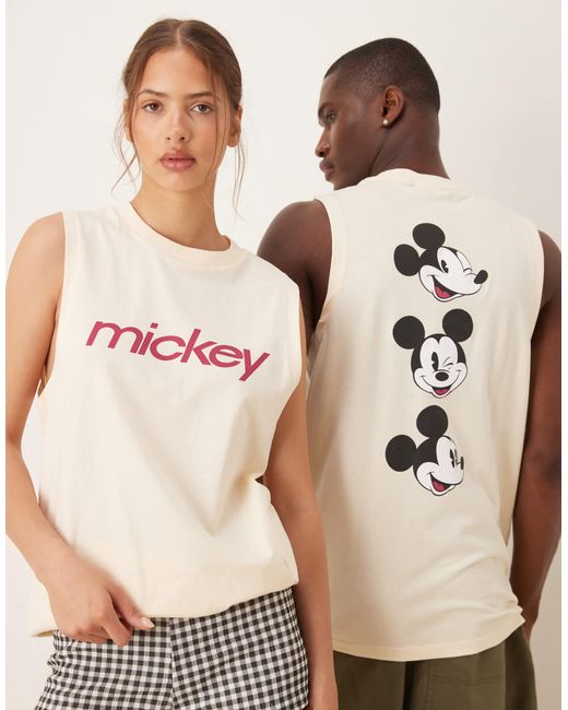 ASOS Disney Unisex Oversized Vest With Mickey Mouse Prints in Natural ...