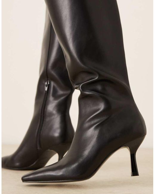 Mango Knee High Stiletto Boot in Black | Lyst UK