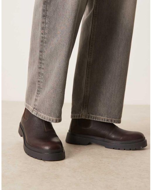 Walk London Callum Seam Chelsea Boots in Brown for Men | Lyst UK