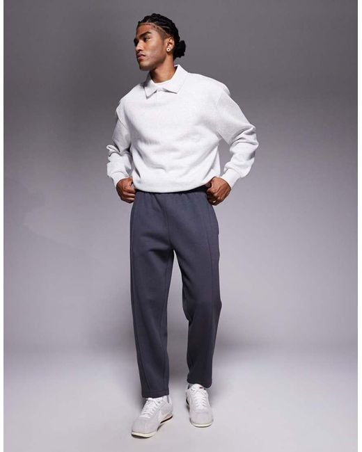 ASOS Tapered Trackies With Pin Tucks in Blue for Men | Lyst UK