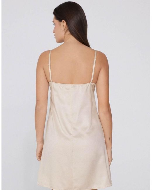 Tezenis Satin And Lace Slip in Natural | Lyst UK
