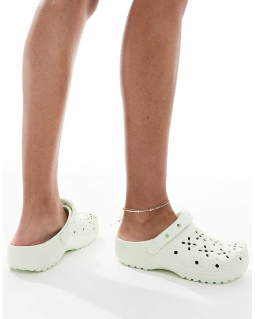 Crocs™ Classic Floral Cut Out Clogs in White | Lyst