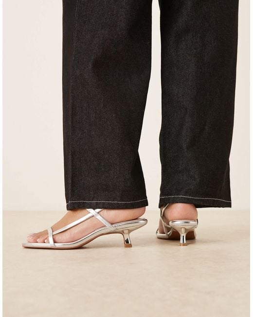 ASOS Hop Minimal Kitten Heel Sandals in Black | Lyst