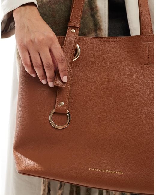 French Connection Grain Tote Shopper Bag in Brown | Lyst