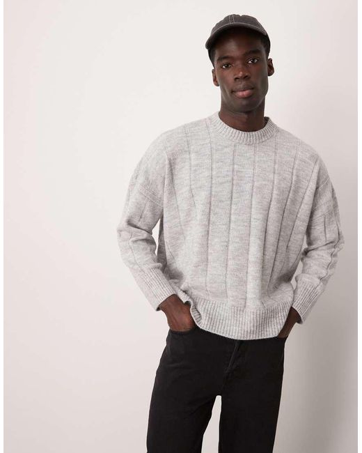 ASOS Super Oversized Boxy Crew Neck Jumper With Wide Rib in Natural for ...