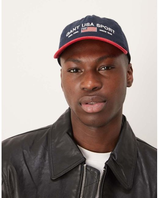 GANT Usa Sport Logo Baseball Cap in Black for Men | Lyst UK