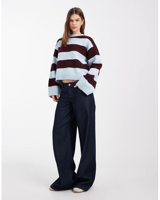 ASOS Boxy Fit Knit Sweater in Blue | Lyst UK
