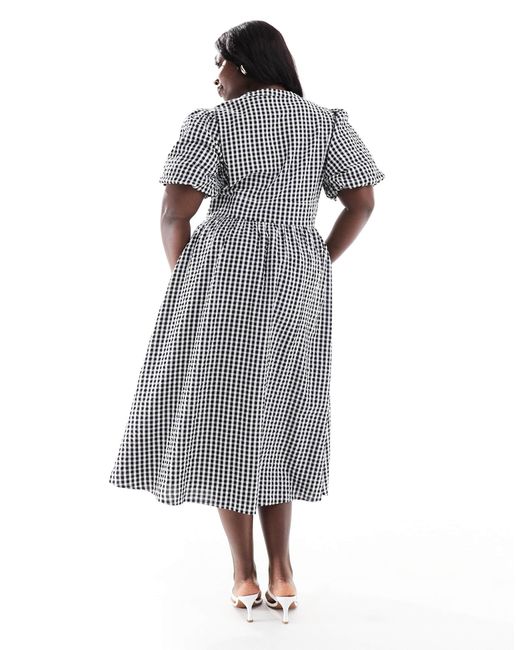 Nobody's Child Starlight Puff Sleeve Midi Dress in Gray | Lyst