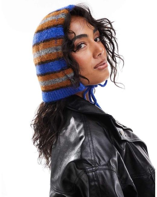 Minga London Blue Striped Knit Bonnet | Lyst UK