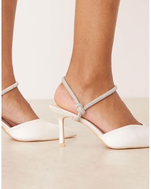 Be Mine Wide Fit Bridal Diella Kitten Heeled Shoes With Embellished ...