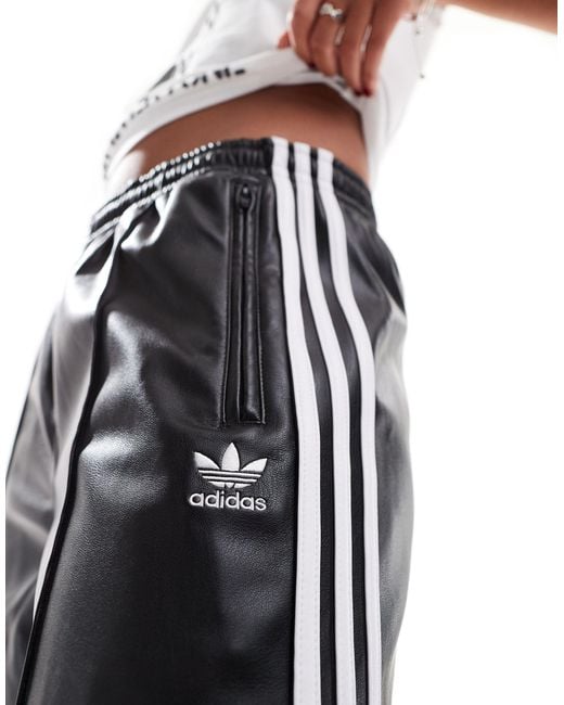 adidas Originals Adicolour Faux Leather Track Pants in White | Lyst UK