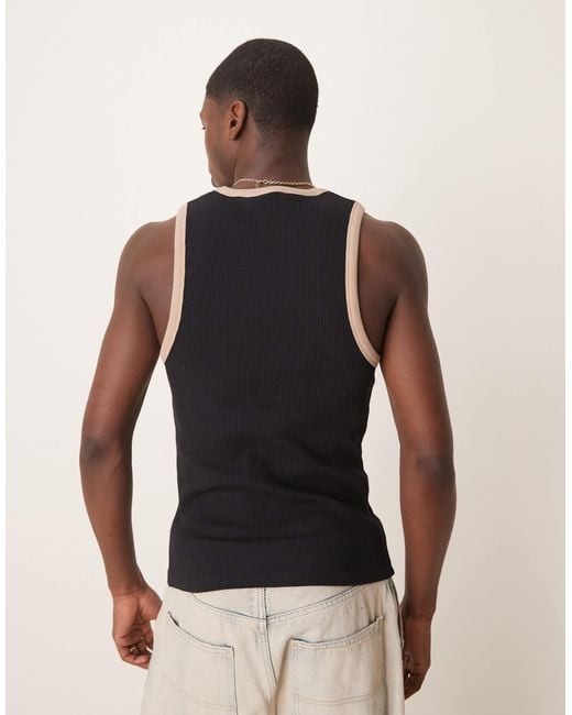 ASOS Muscle Fit Waffle Vest With Contrast Seam in Natural for Men | Lyst