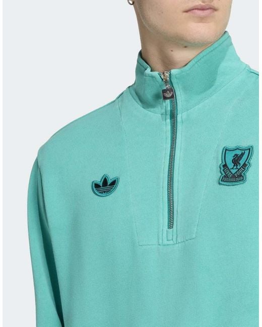 adidas Originals Liverpool Fc Terrace Icons Half-Zip Top in Green for ...