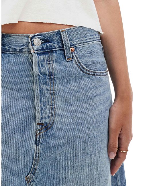 Levi's High Rise A Line Deconstructed Long Denim Skirt in Blue | Lyst