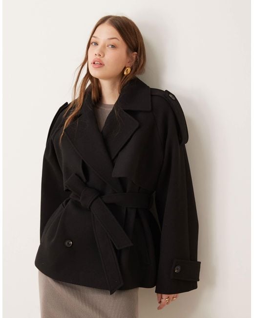 ASOS Oversized Formal Trench Coat With Strong Shoulder in Black | Lyst