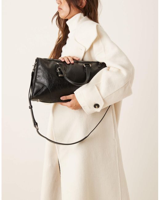 Mango Lock Charm City Bag in Natural | Lyst