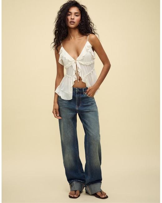 Stradivarius D92 Straight Wide-leg Jeans in Blue | Lyst UK