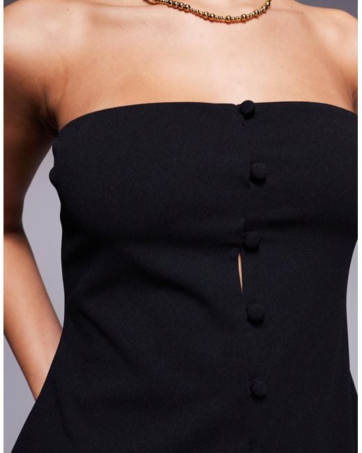 ASOS Co-Ord Longline Bandeau Waistcoat With Buttons in Black | Lyst