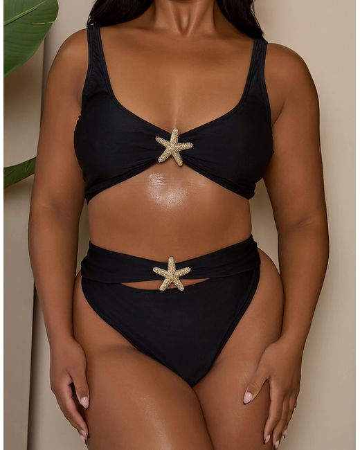 Moda Minx Curve X Bernadette Afia Bikini Top With Starfish Detail in Brown | Lyst