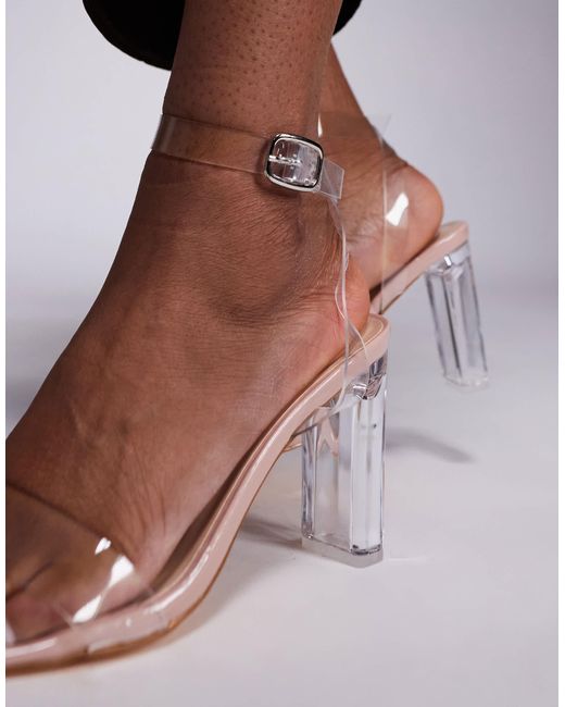 Seqwl - sandales larges à talon carré - transparent SEQWL Wide Fit en ...