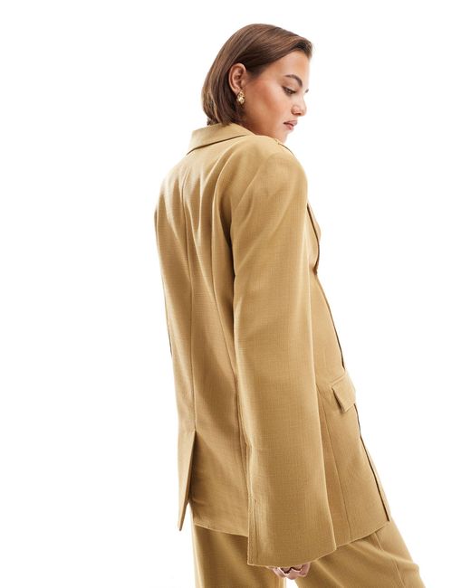 ASOS Tailored Waisted Blazer With Raw Edge Details And Belt in Natural ...