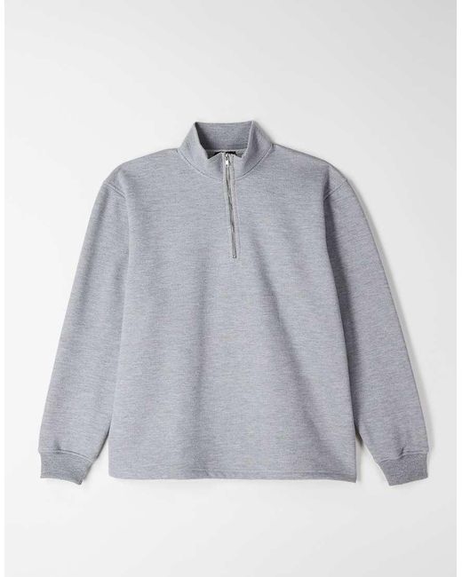ASOS Relaxed Quarter Zip Pique Sweatshirt in Grey for Men | Lyst UK