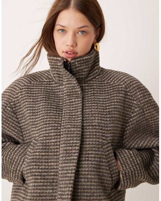 ASOS Funnel Neck Formal Bomber Jacket in Brown | Lyst