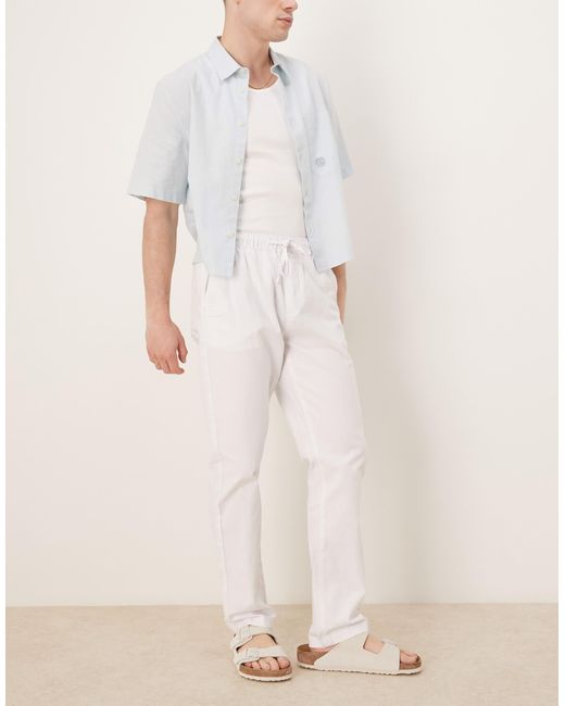 ASOS Slim Linen Blend Pants in Gray for Men | Lyst