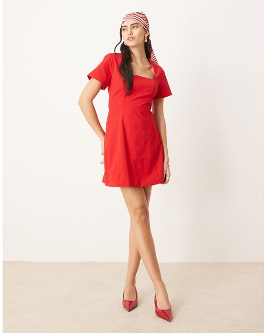 Abercrombie & Fitch Short Sleeve Skimming Square Neck Short Mini Dress ...