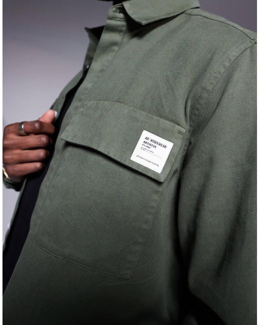 ASOS Boxy Overshirt With Badge in Gray for Men | Lyst