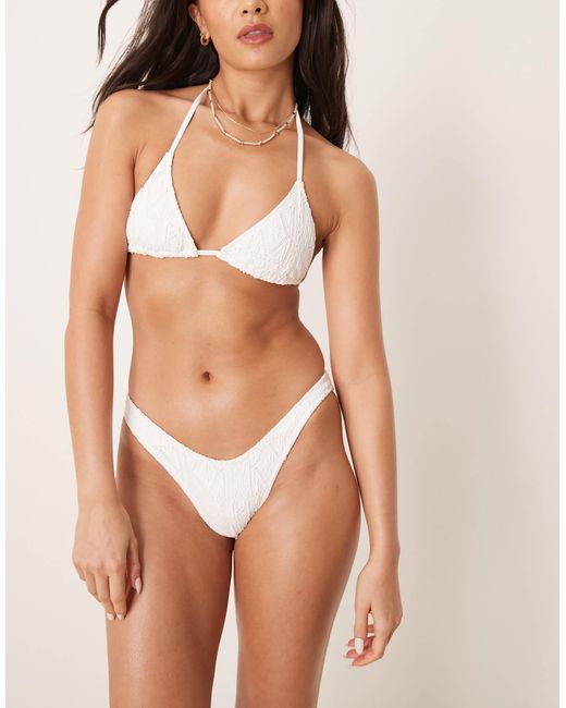 ASOS Bertie Broderie High Leg Bikini Bottom in Brown | Lyst