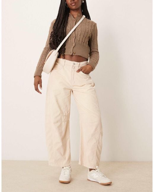 Free People Good Luck Barrel Leg Cord Jeans in Natural | Lyst