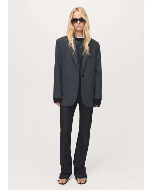 Mango Oversized Brushed Tailored Blazer in Blue | Lyst UK