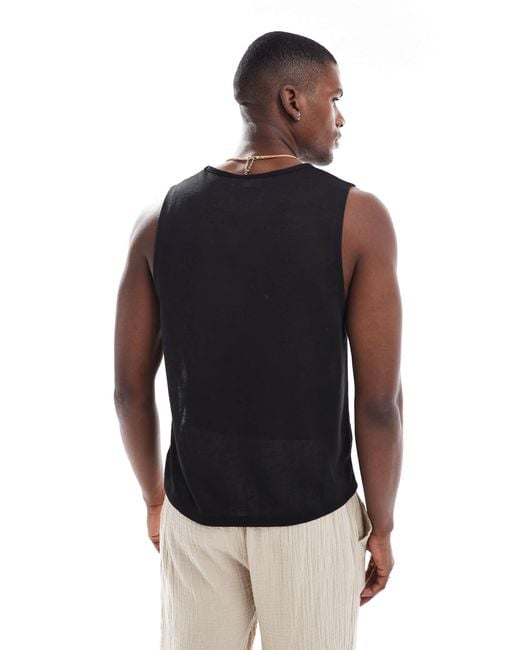 ASOS Muscle V Neck Boxy Textured Tank in Black for Men | Lyst