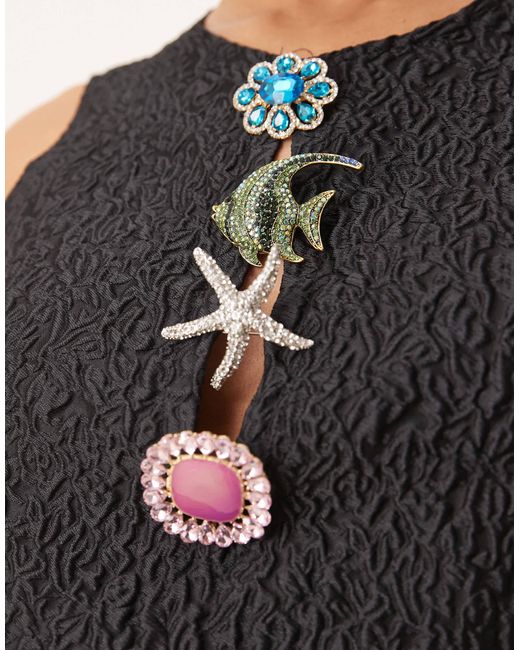 Sister Jane Dream Starfish Embellished Jacquard Mini Dress in Black | Lyst